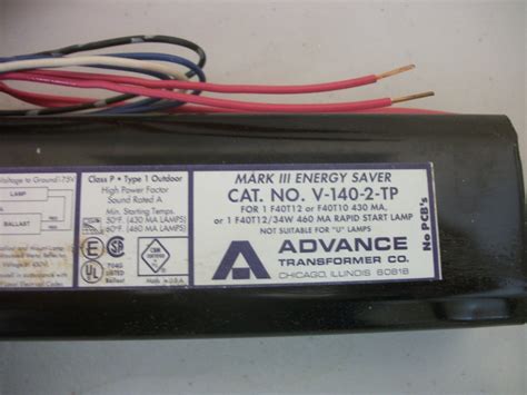 Advance Mark III Energy Saver Ballast V 140 2 TP 277Volt NIB