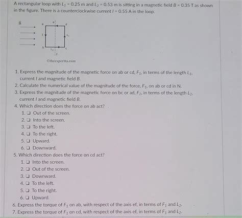 Solved A Rectangular Loop With L1025 M And L2053 M Is