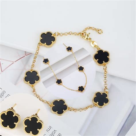 3Pc Nieuwe Populaire Vijf Blad Bloemblaadje Bloem Armband Ketting