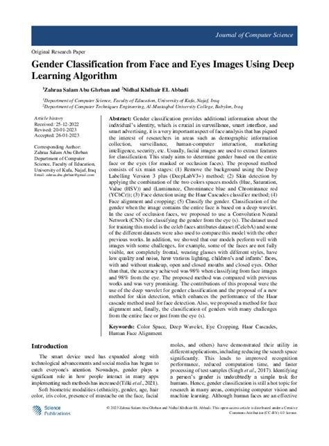 Pdf Gender Classification From Face And Eyes Images Using Deep