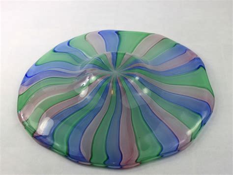 1970s Venini Style Striped Murano Glass Abstract Bowl Etsy