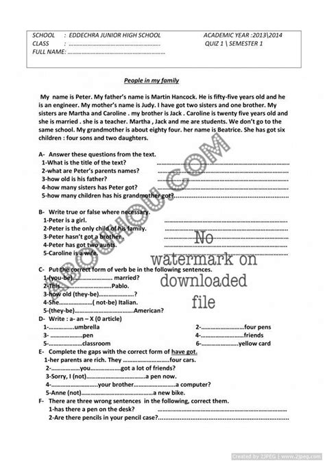 Reading Comprehension Test For Begin English Esl Worksheets Pdf