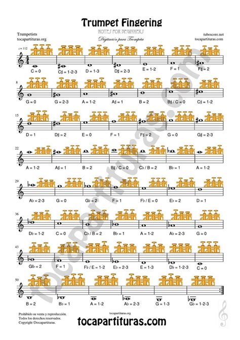 Free Printable Trumpet Fingering Chart Pdf Sheet