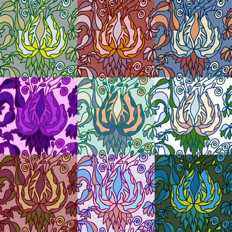 Set Of Nine Colorful Seamless Patterns Stock Vector Illustration Of