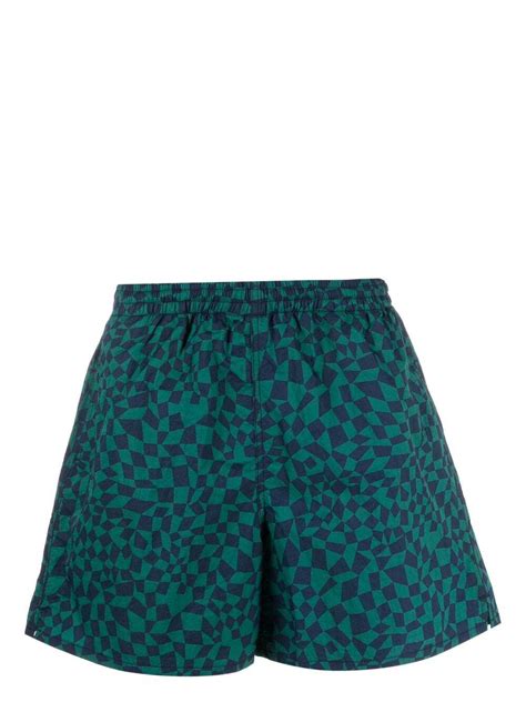Gramicci Check Print Swim Shorts Blue Editorialist