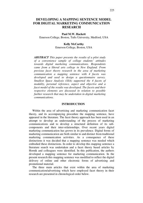 Pdf A Mapping Sentence For Digital Marketing