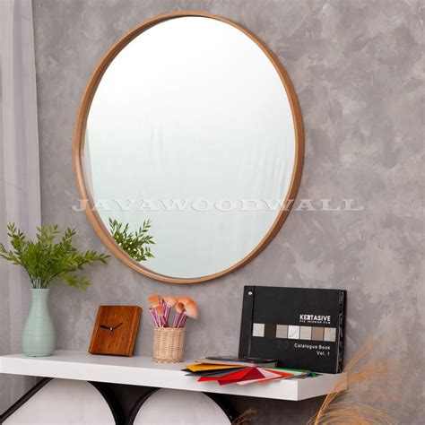 Jual Cermin Bulat Diameter 80 Cm Frame Plywood Motif Kayu Walnut Muda Kab Jepara