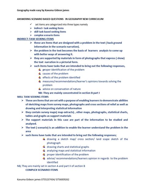 Answering Scenario Based Questions In Geography New Curriculum Pdf
