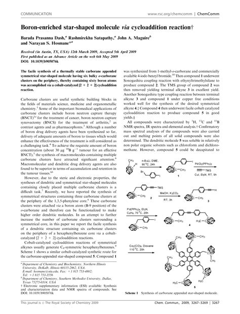 Pdf Boron Enriched Star Shaped Molecule Via Cycloaddition Reaction