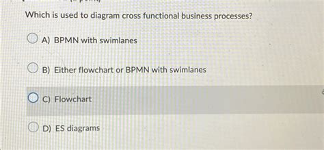 Solved Which Is Used To Diagram Cross Functional Business Chegg