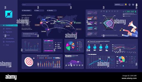 Dark Dashboard UI UX KIT Graphic Mockup Stock Vector Image Art Alamy
