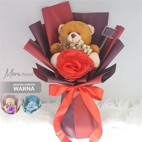 Jual MORE FLORIST Teddy Artificial Single Rose Dried Flower Bouquet