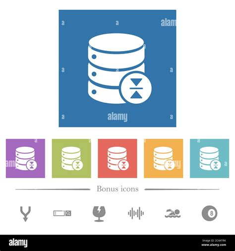 Select Database Table Row Flat White Icons In Square Backgrounds 6