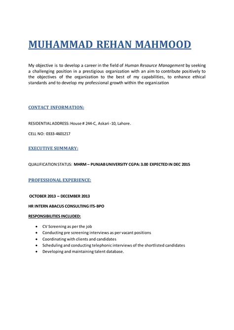 MUHAMMAD REHAN MEHMOOD CV PDF
