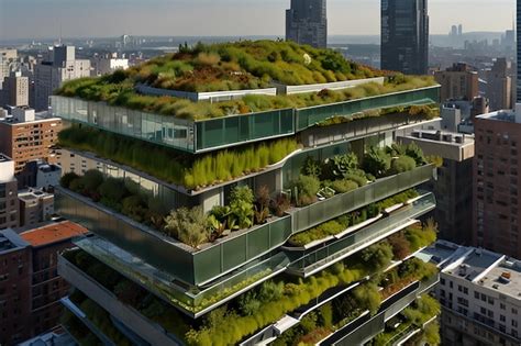 Premium Photo Green Roofs And Vertical Farms Sustainable Infrastructure