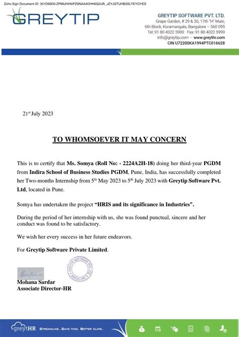 Somya Gupta On Linkedin Greythr Hris Hrms Humanresources Internshipcompletion