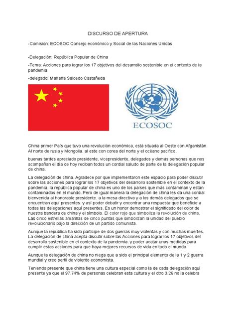 Discurso De Apertura Pdf China Política Mundial