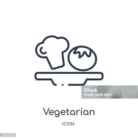 호텔 및 레스토랑 개요 컬렉션에서 선형 채식 아이콘 얇은 라인 채식 아이콘 흰색 배경에 고립입니다 채식주의자를 위한 트렌디한 일러스트 0명에 대한 스톡 벡터 아트 및 기타