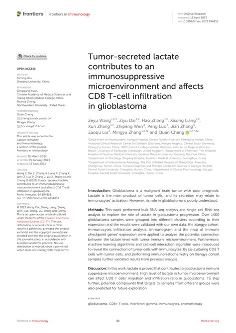 Pdf Tumor Secreted Lactate Contributes To An Immunosuppressive