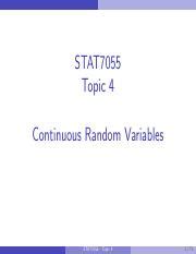 Topic Continuous Random Variables Pdf Stat Topic Continuous Random Variables