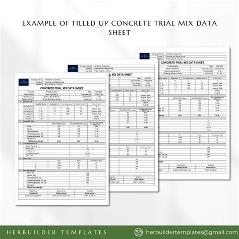Concrete Trial Mix Data Sheet Concrete Trial Batch Ready Mix Concrete Trial Batching Quality