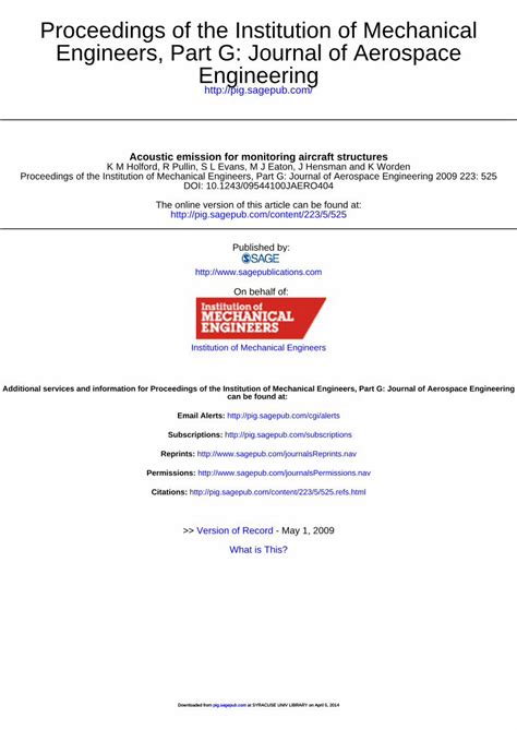 Pdf Acoustic Emission For Monitoring Aircraft Structures Dokumen Tips