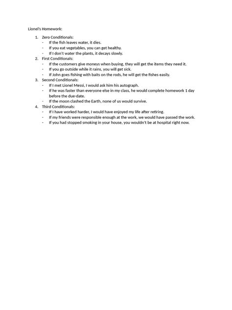 English Conditionals Homework Pdf