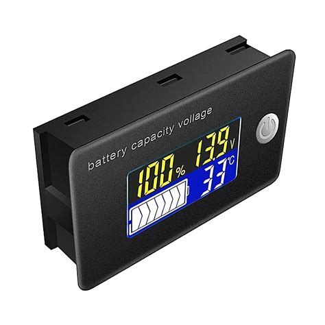 V Battery Capacity Voltage Meter Battery Capacity Voltmeter Thermometer Battery Gauge Display