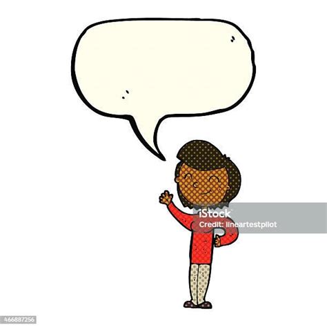 말풍선이 있는 손 흔드는 여자 친근하다 말풍선을 2015년에 대한 스톡 벡터 아트 및 기타 이미지 2015년 귀여운 그리기 Istock