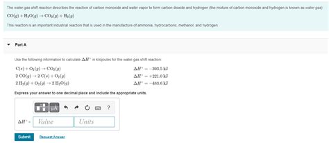 Solved The Water Gas Shift Reaction Describes The React
