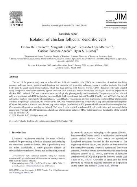 Pdf Isolation Of Chicken Follicular Dendritic Cells Dokumentips