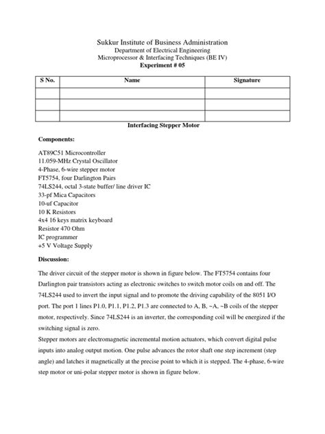 Interfacing Stepper Motor Using Microcontroller Pdf Electronic Circuits Electronics