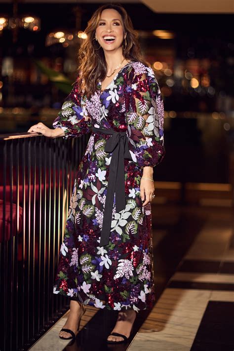 Buy Myleene Klass Floral Sequin Embellished Wrap Black Dress From Next