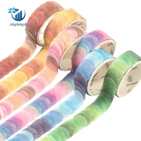 สติกเกอร์เทปวาชิ ลายจุด ทรงกลม สําหรับตกแต่งสมุดไดอารี่ แพลนเนอร์ Diy 6