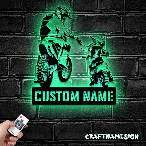 Custom Father Son Motocross Biker Metal Wall Decor Craft Name Sign