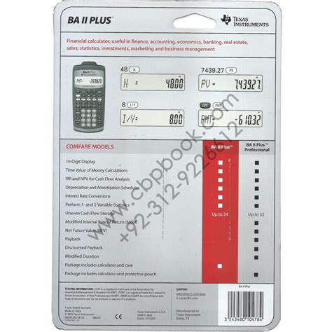 Texas Instruments Financial Calculator Ba Ii Plus Financial Cbpbook