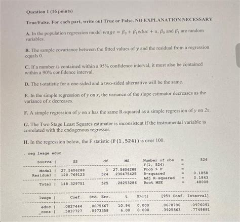 solved true false for each part write out true or false