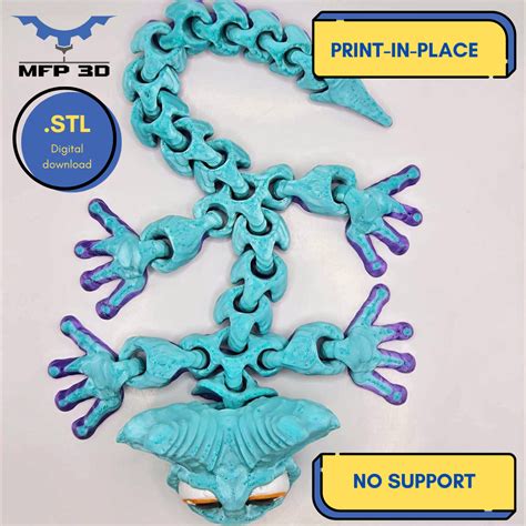 STL File ARTICULATED AQUATIC LIZARD MFP3D NO SUPPORT PRINT IN PLACE