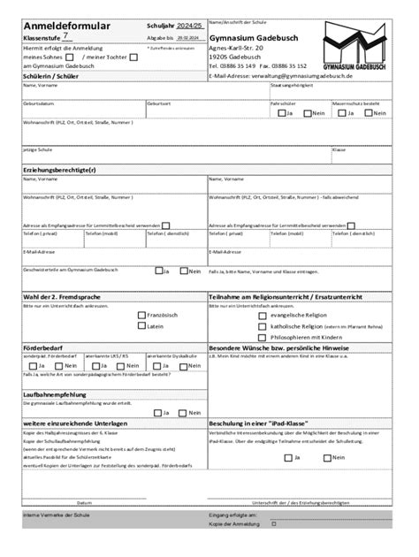 Ausfüllbar Online Name Anschrift der Schule Fax Email Drucken pdfFiller