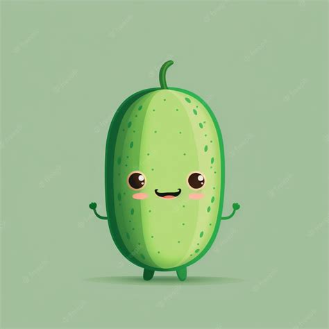 Premium Photo Kawaii Cucumber Funny Vegetables Cartoon Character