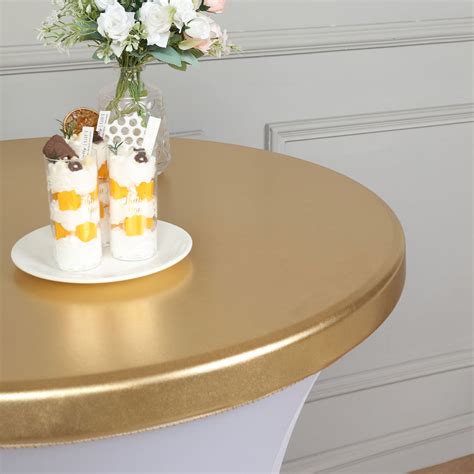 Metallic Gold Spandex Cocktail Table Top Cover