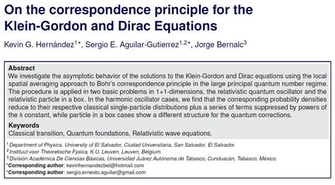 On The Correspondence Principle For The Klein Gordon And Dirac
