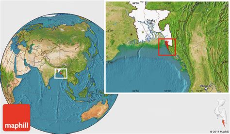Satellite Location Map Of Cox Bazar Zl Highlighted Country