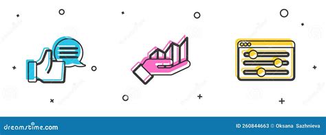 Set Customer Product Rating Pie Chart Infographic And Browser Setting Icon Vector Stock