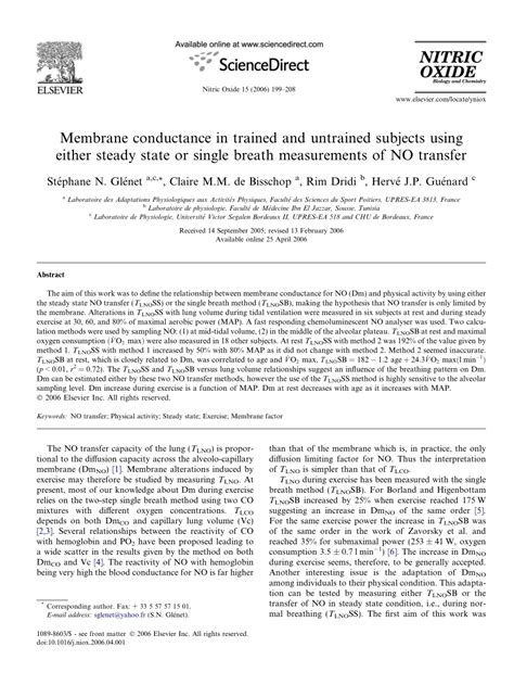 PDF Membrane Conductance In Trained And Untrained Subjects Using