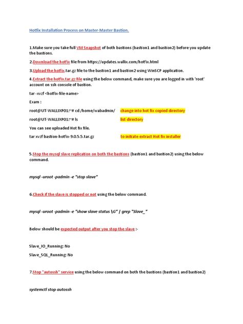 Hotfix Installation Process On Master Master Pdf Command Line
