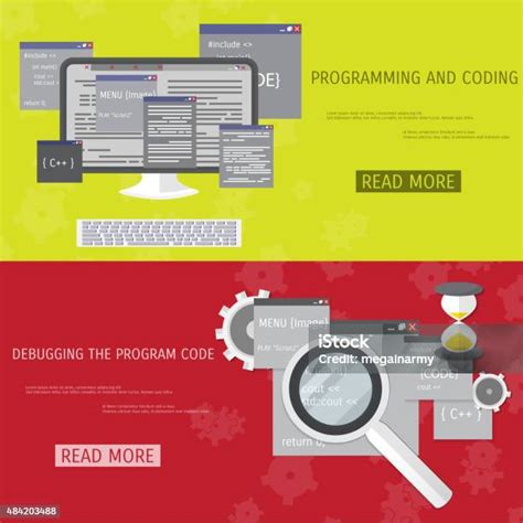 Vector Flat Concept Of Programming And Coding Stock Illustration
