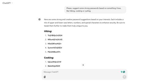 chatgpt is surprisingly useful as a password generator