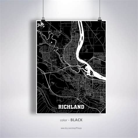 Richland Map Print Richland City Map Washington Wa Usa Map Etsy