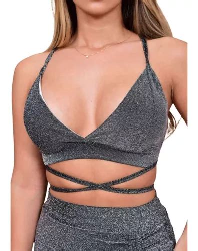 Cropped Feminino Lurex Brilho Bojo Balada MercadoLivre